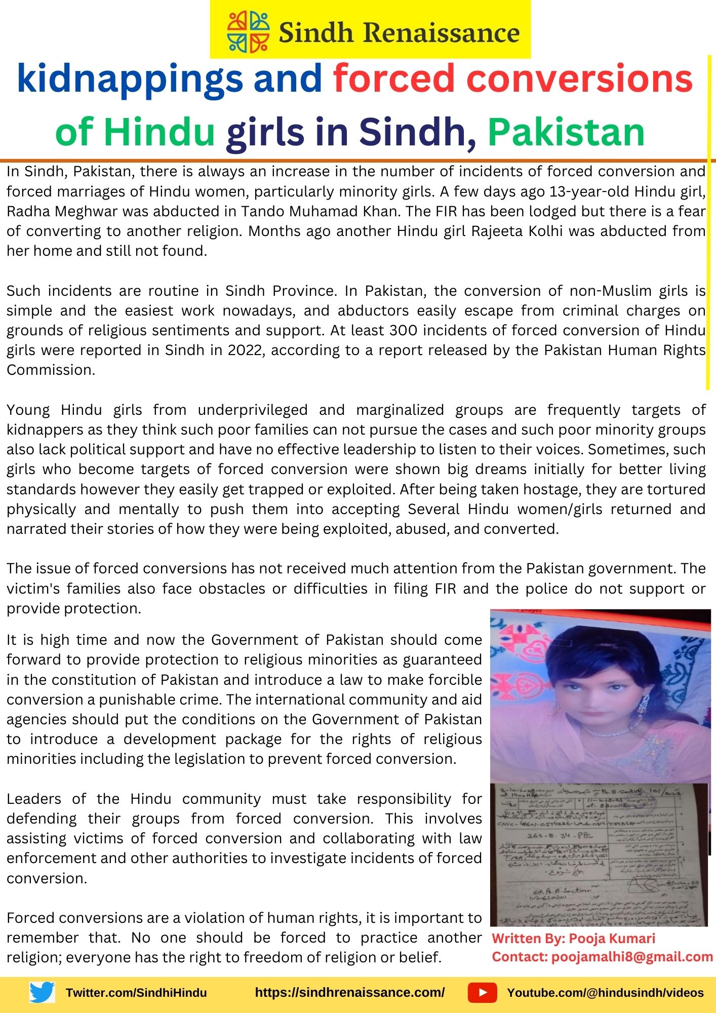 kidnappings and Forced Conversions - Sindh Renaissance